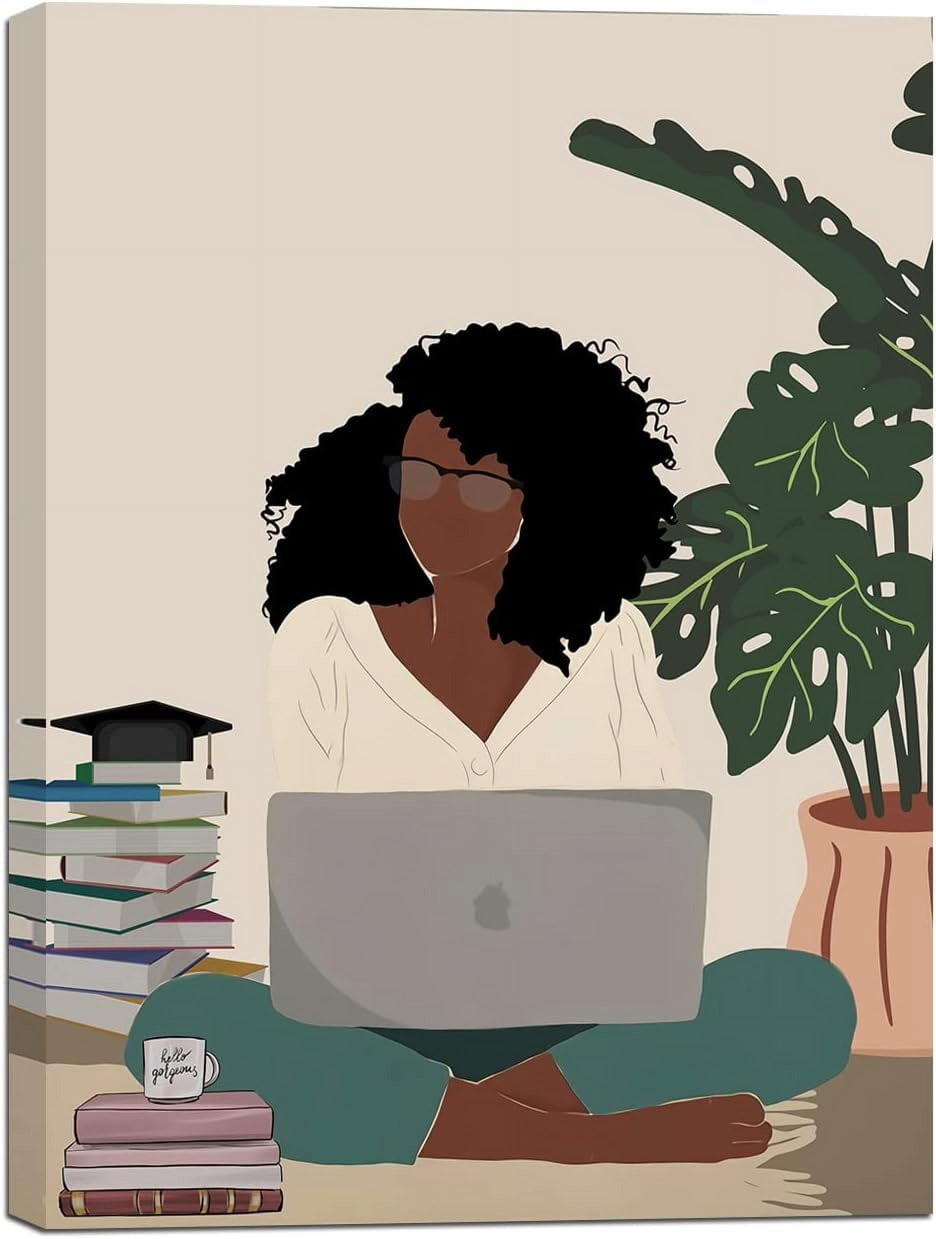 KSIW-African American Boho Wall Art, Black Women Art Framed, Black Girl ...