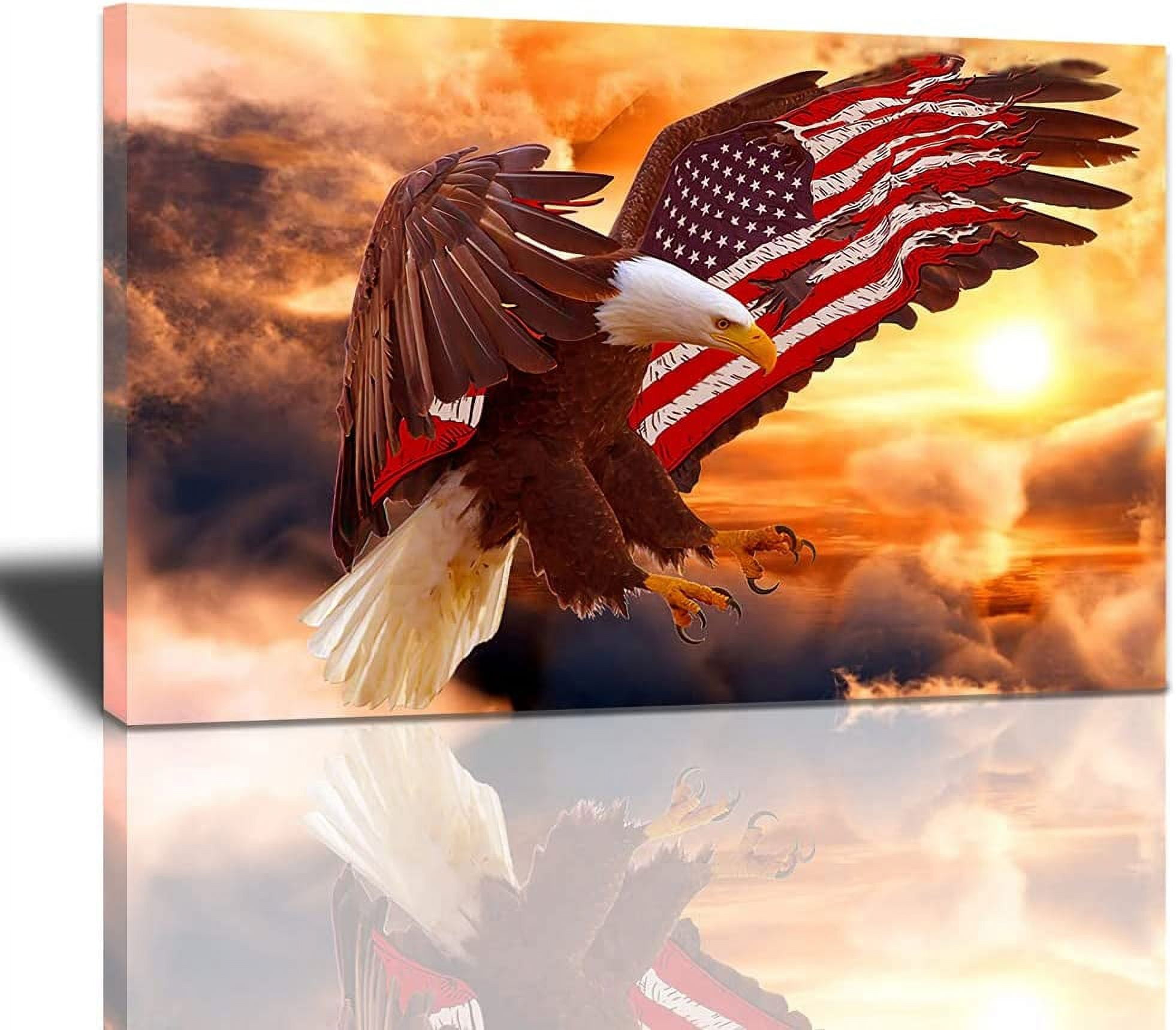 KSIW-American Bald Eagle Wall Art Flying Eagle Canvas Prints Patriotic ...