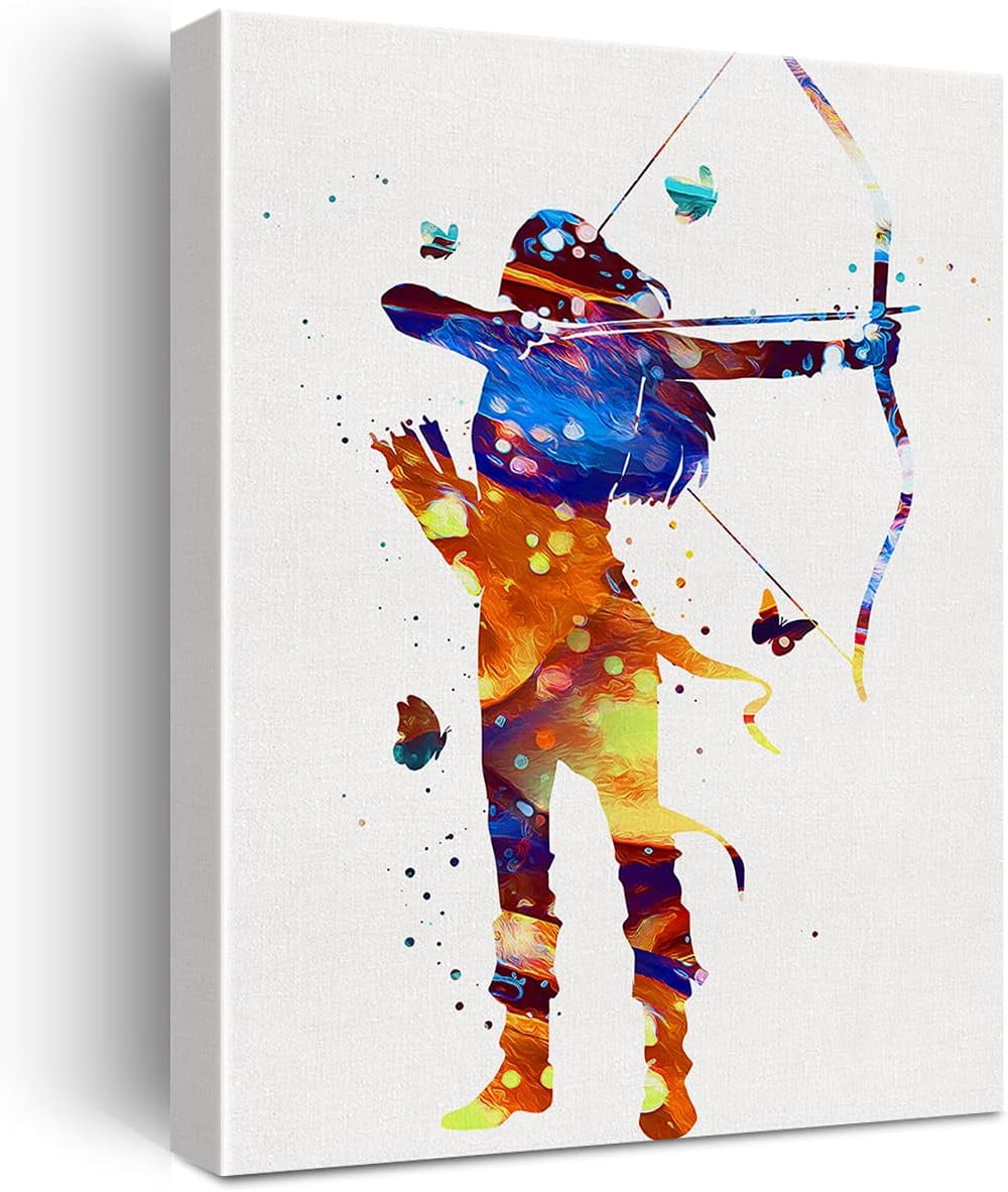 KSIW-Archer Girl Watercolor Wall Art Archery Female Woman Canvas ...