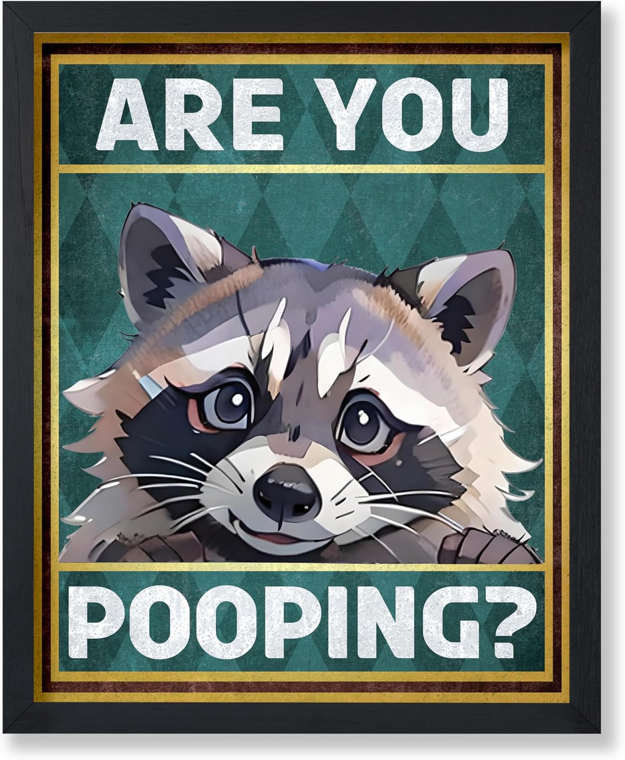 KSIW- Are You Pooping Poster - Racoon Print - Cute Racoon Bathroom Wall ...