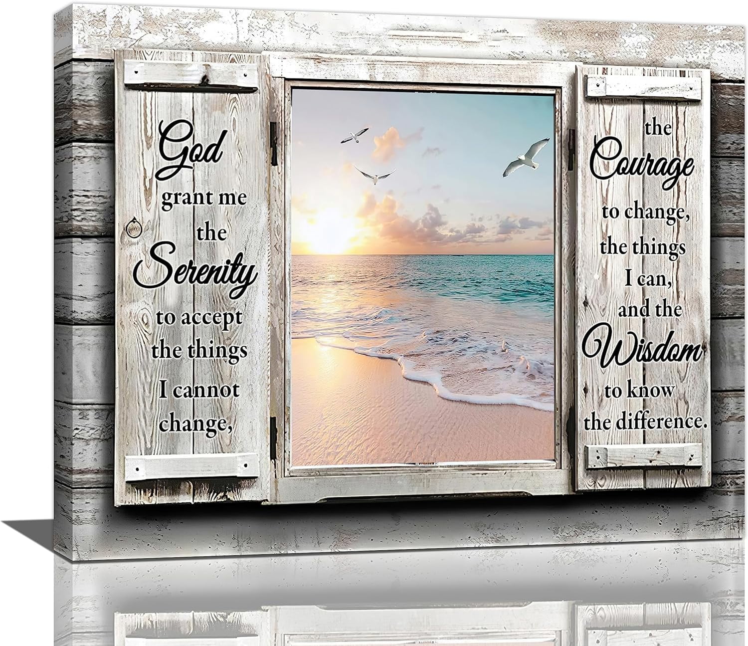 KSIW-Beach Serenity Prayer Wall Art Coastal Country Farmhouse Canvas ...
