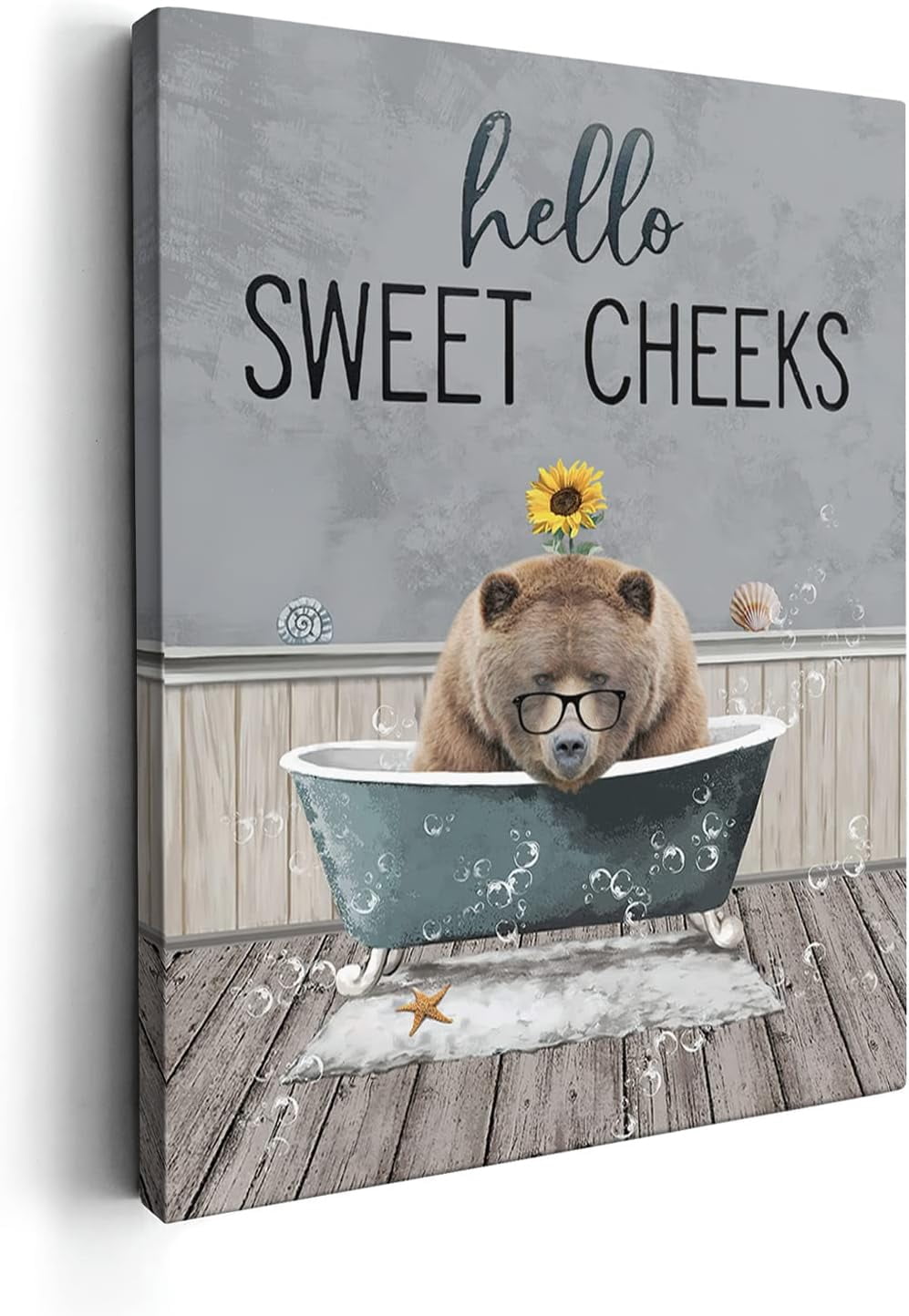 KSIW-Bear Bathroom Decor Wall Art Funny Bear Sitting in Bathtub Poster ...