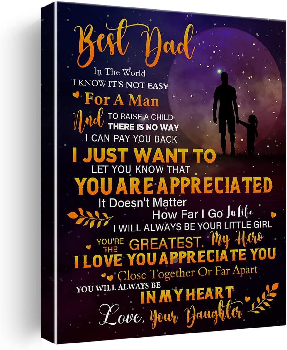 KSIW-Best Dad I Love You Appreciate You Canvas Wall Art Decor Father ...