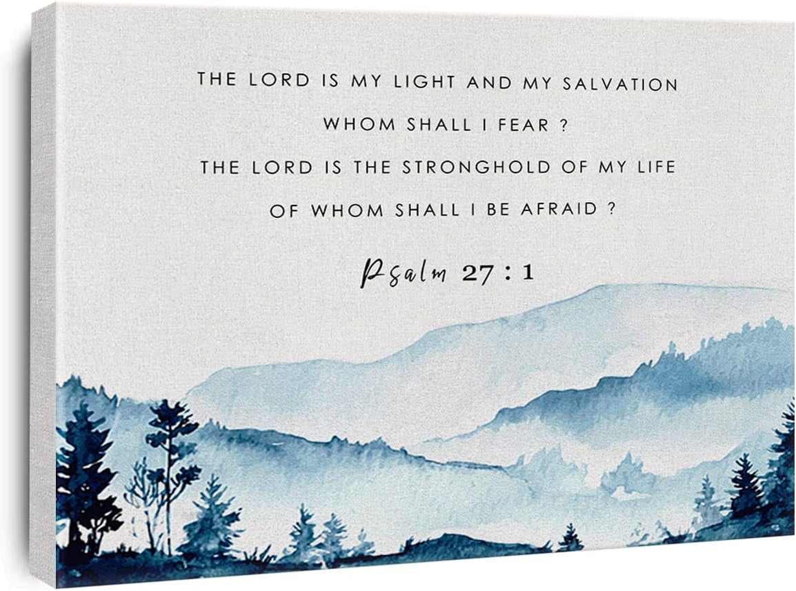 KSIW-Bible Verse Canvas Print Decor the Lord is My Light Psalm 27:1 ...
