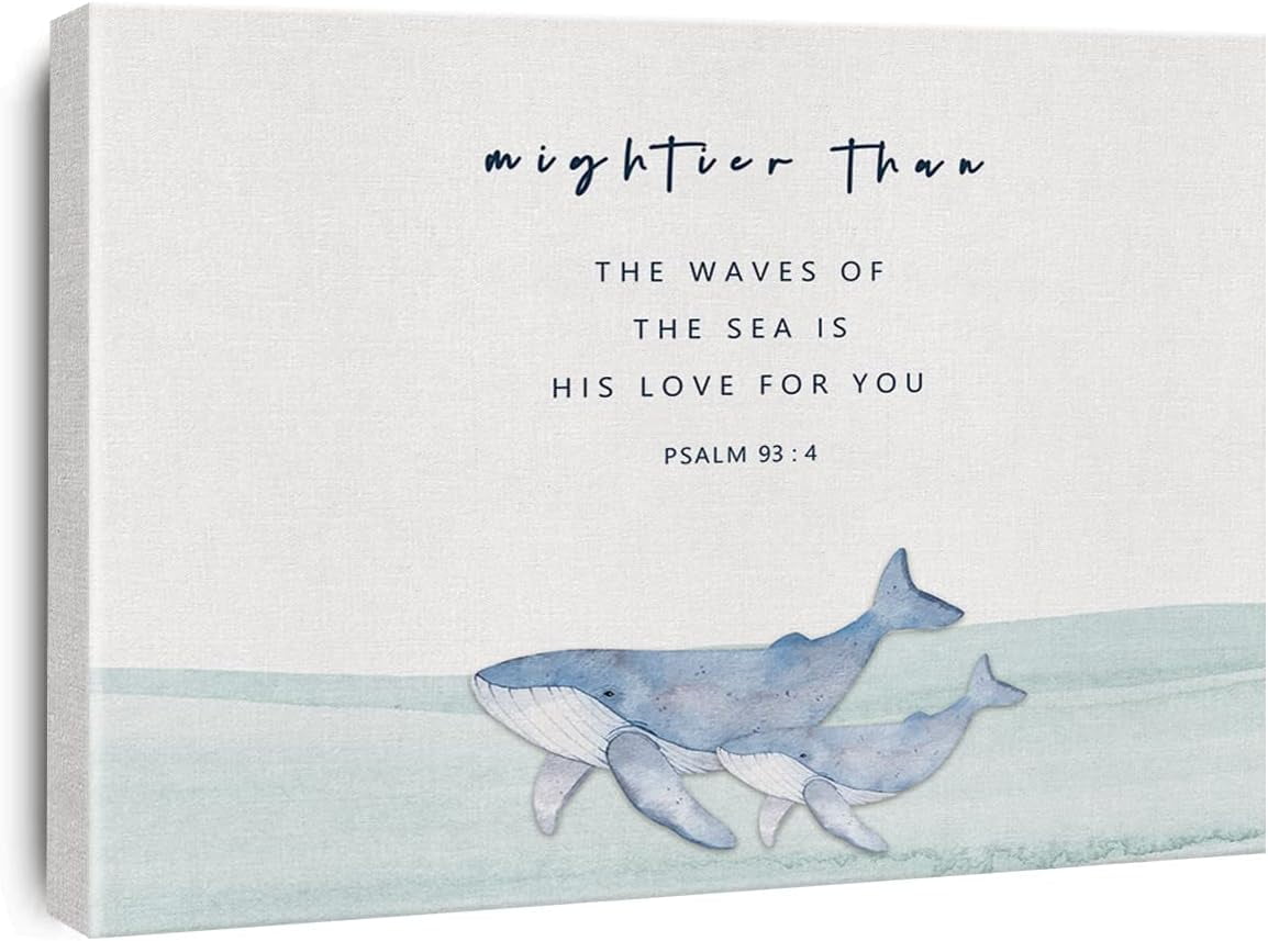 KSIW-Bible Verse Canvas Print Decor Mightier Than the Waves of the Sea ...