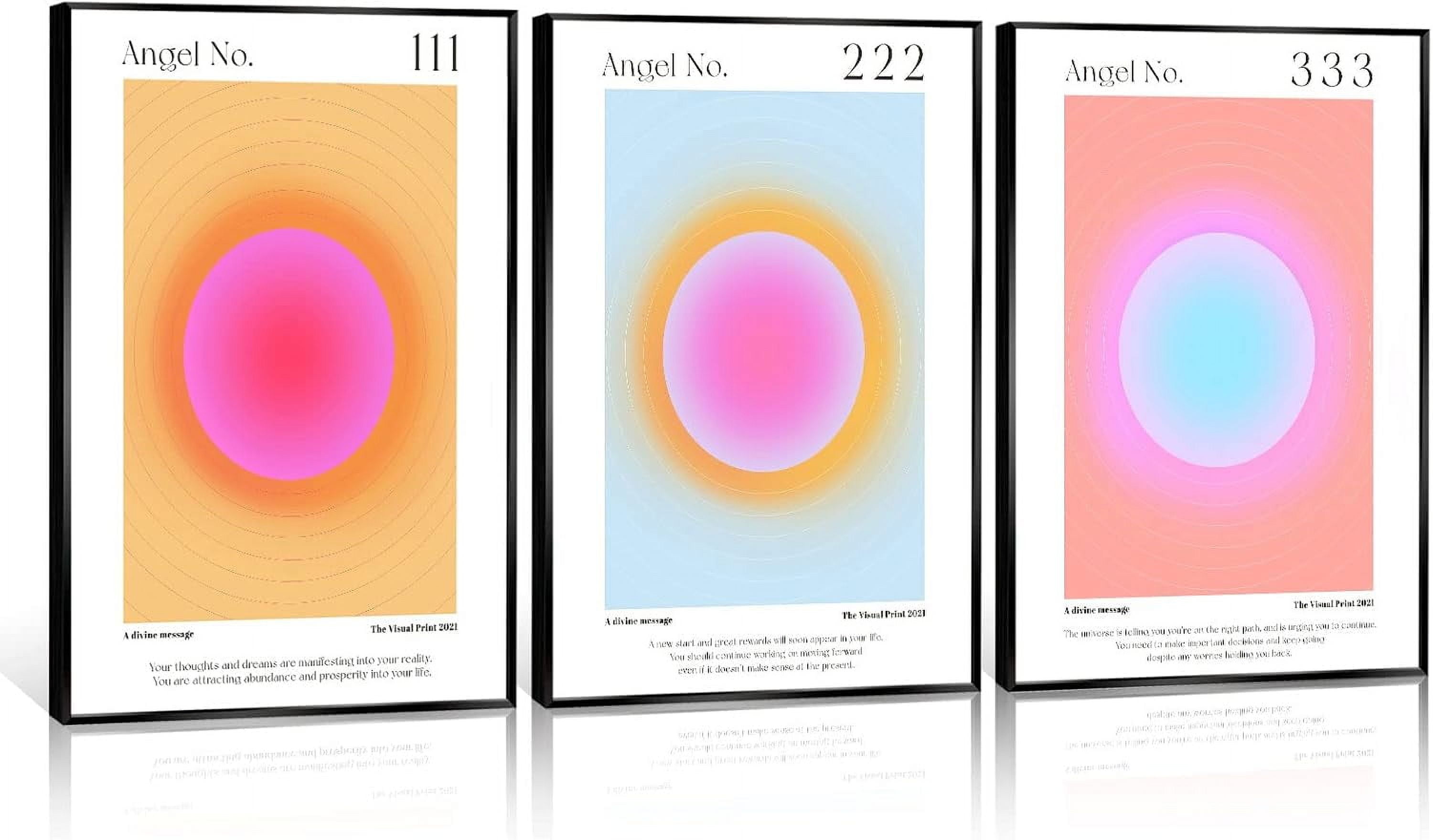 KSIW-Black Aluminum Art Colorful Gradient Aura Angel Numbers Poster ...