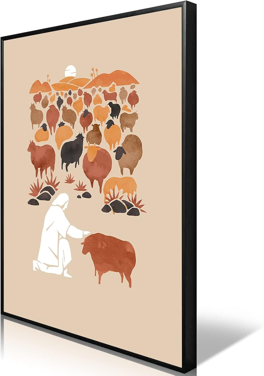 KSIW- Black Framed Jesus Christ the Good Shepherd Canvas Wall Art ...