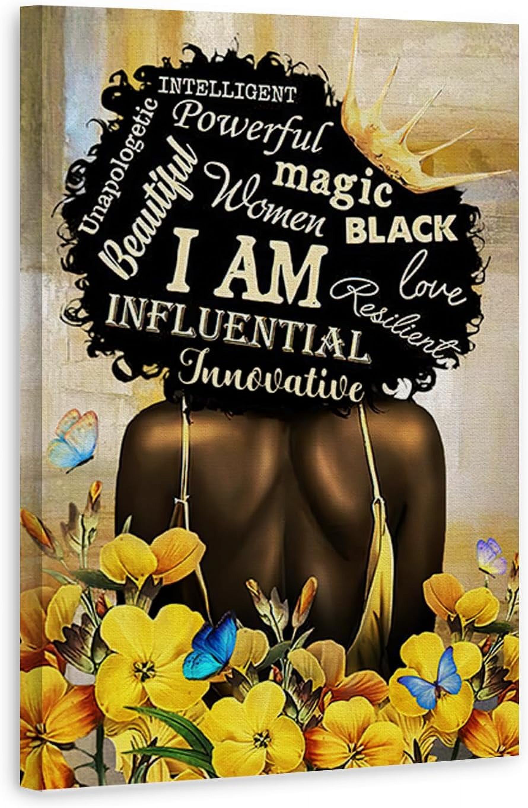 KSIW-Black Queen Wall Art Africa America Wall Art Inspirational Black Girl Canvas Print Painting ...