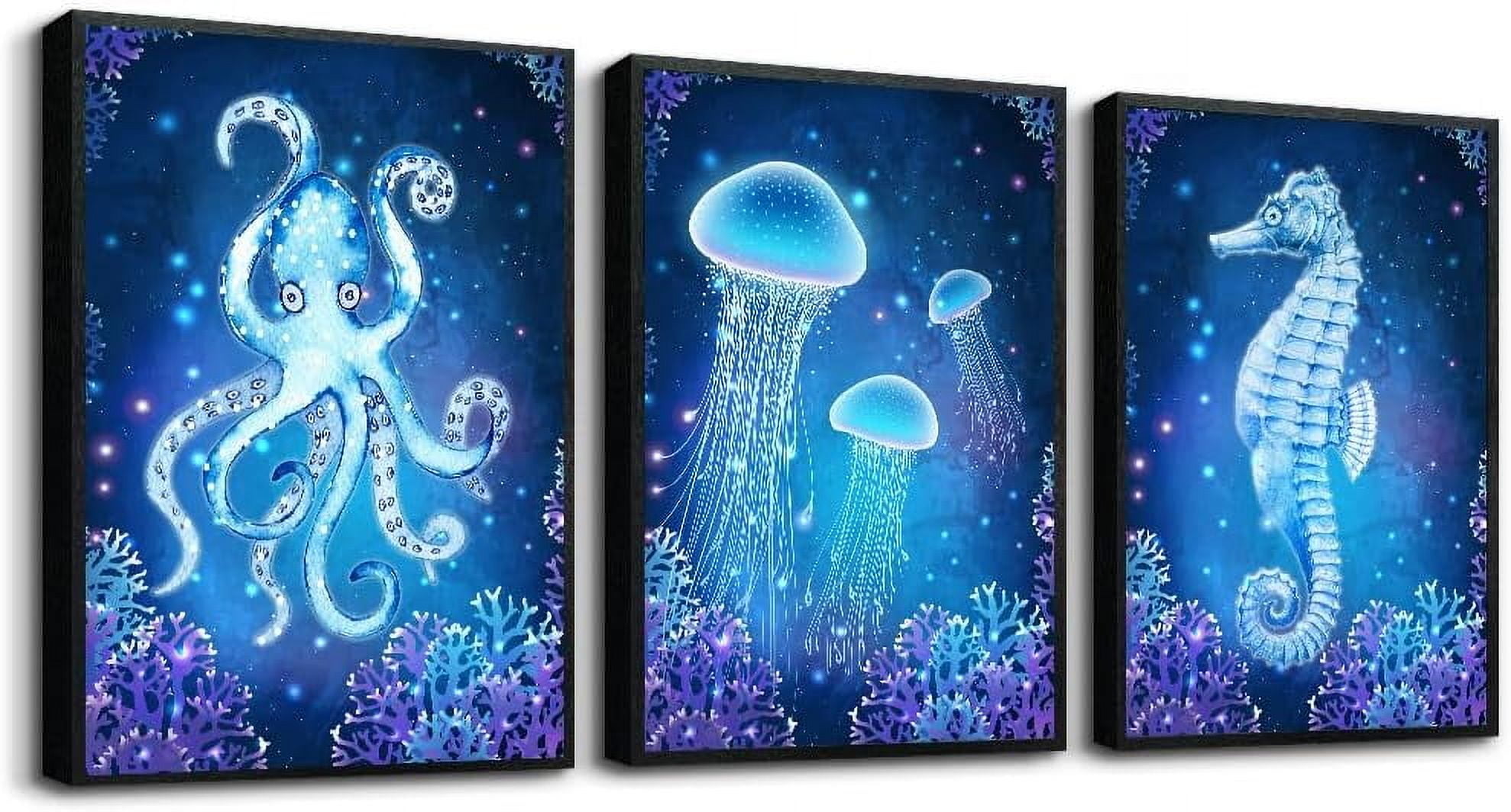 KSIW-Black Wall Art Paintings For Living Room Bedroom Decor Blue Ocean ...