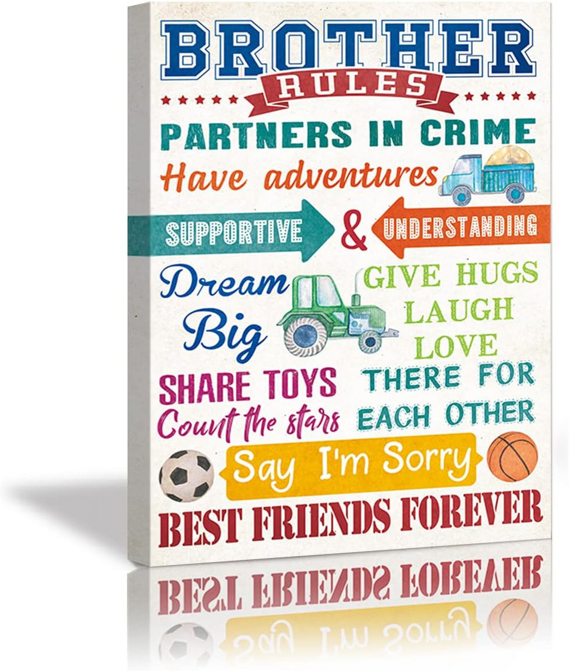 KSIW-Brother Rules Wall Art,Boys Playroom Sign Prints,Truck Poster ...