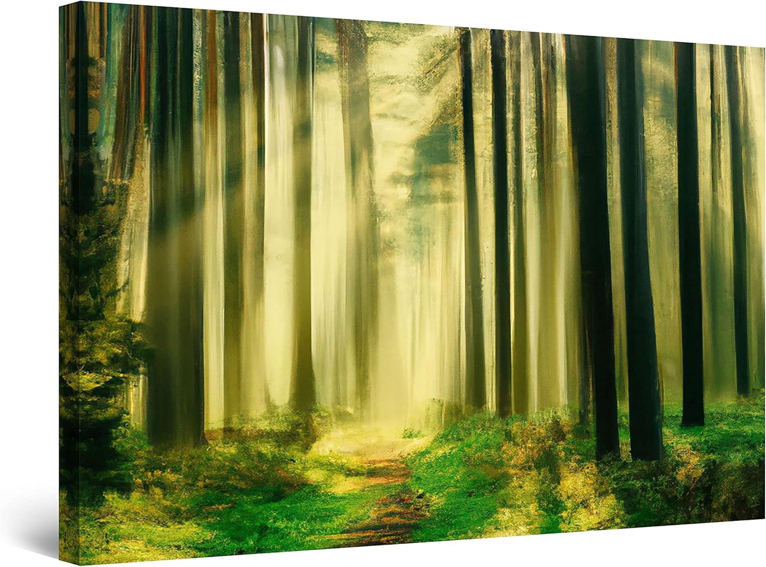 KSIW--Canvas Wall Art Abstract - Green Alley Light Trees Forest ...