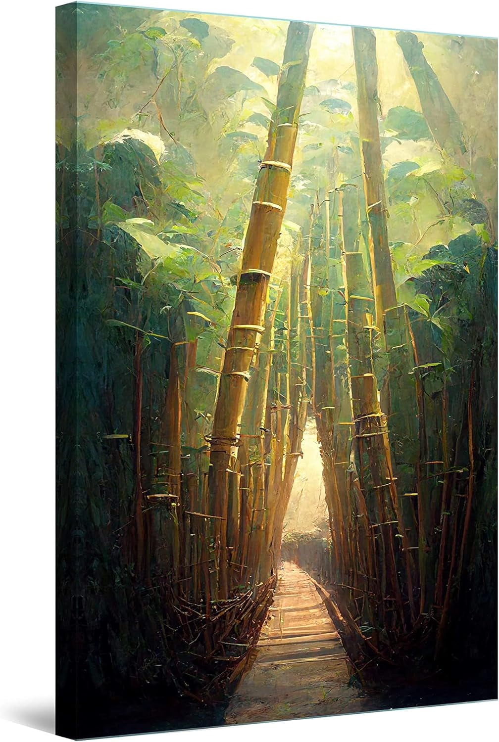 KSIW--Canvas Wall Art Abstract - Green Bamboo Forest Trees Painting ...