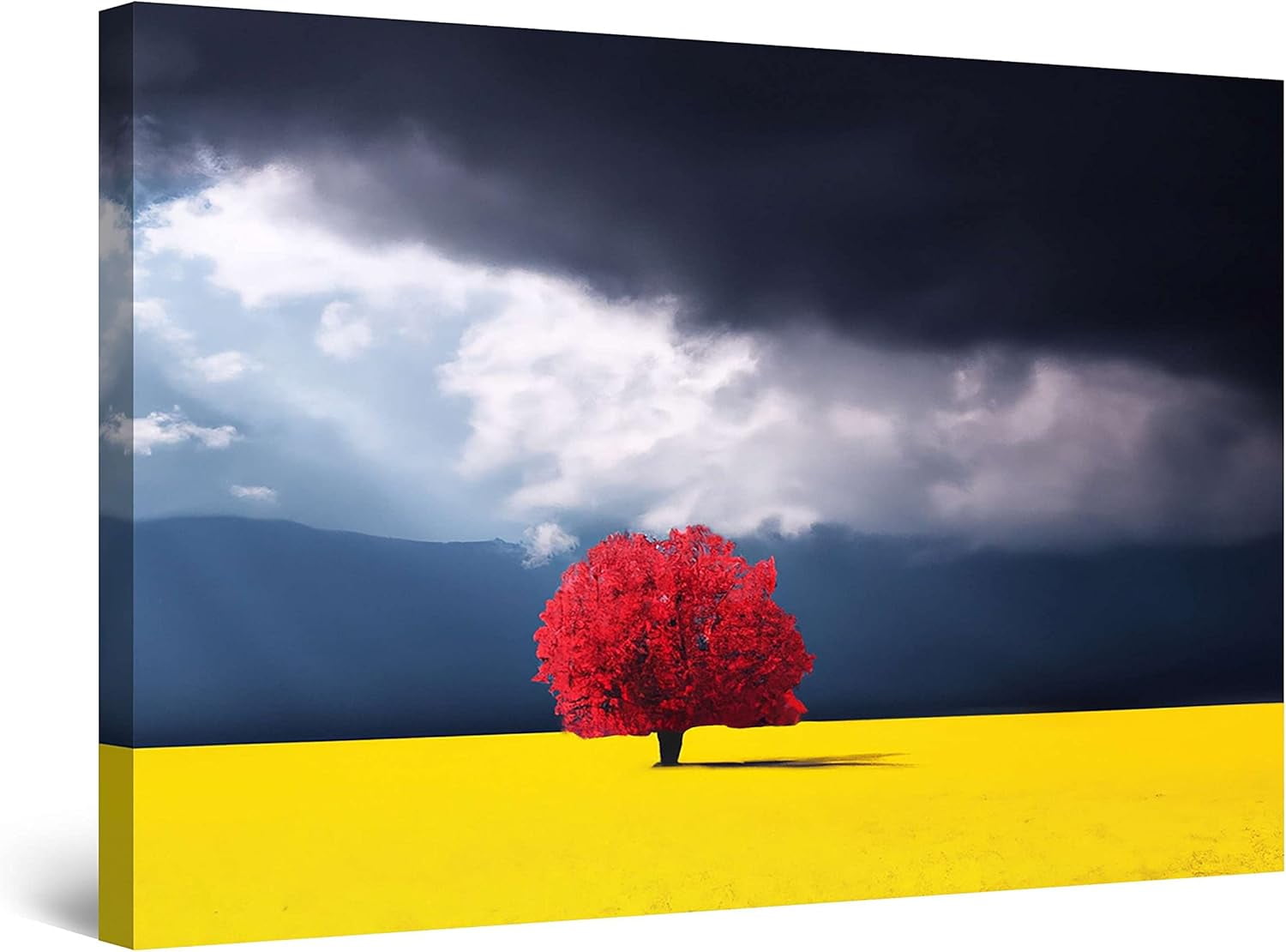KSIW--Canvas Wall Art Abstract - Yellow Field Red Tree - Artwork ...