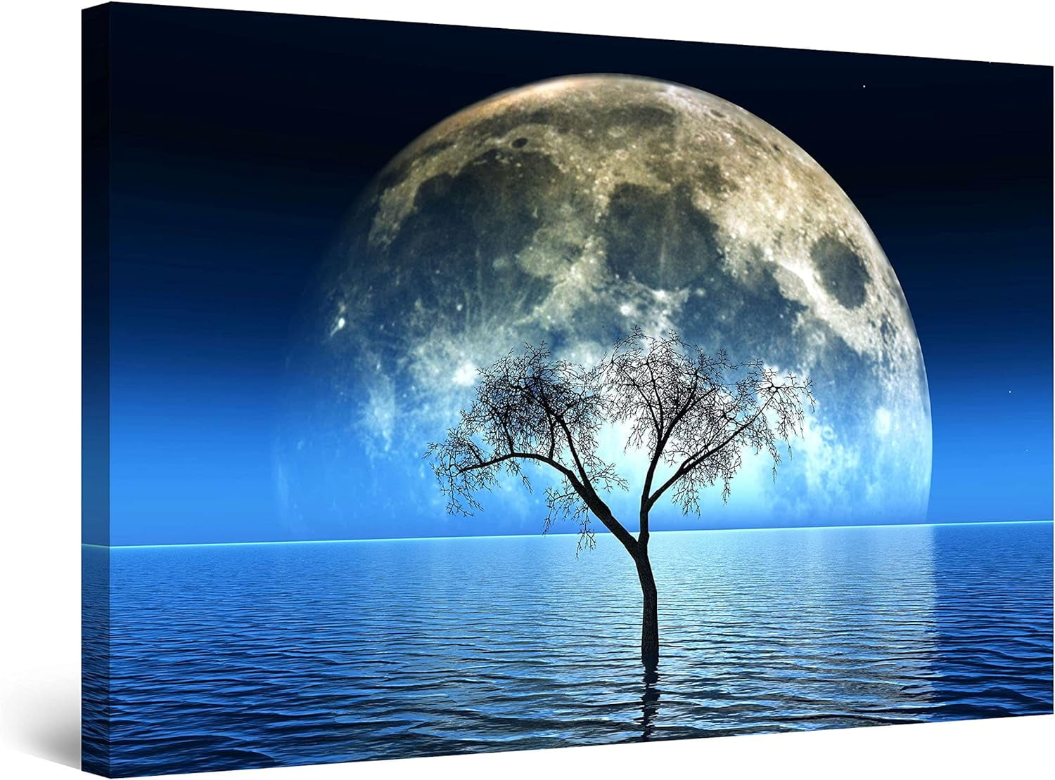 KSIW-Canvas Wall Art Decor Full Moon and Trees Stretched Print, Modern ...