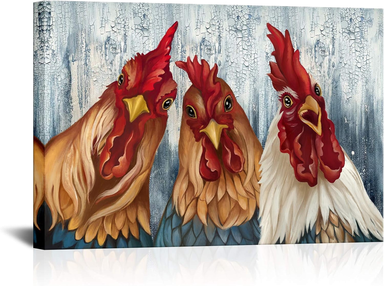 KSIW-Chicken Kitchen Canvas Wall Decor Funny Rooster and Hen Picture ...
