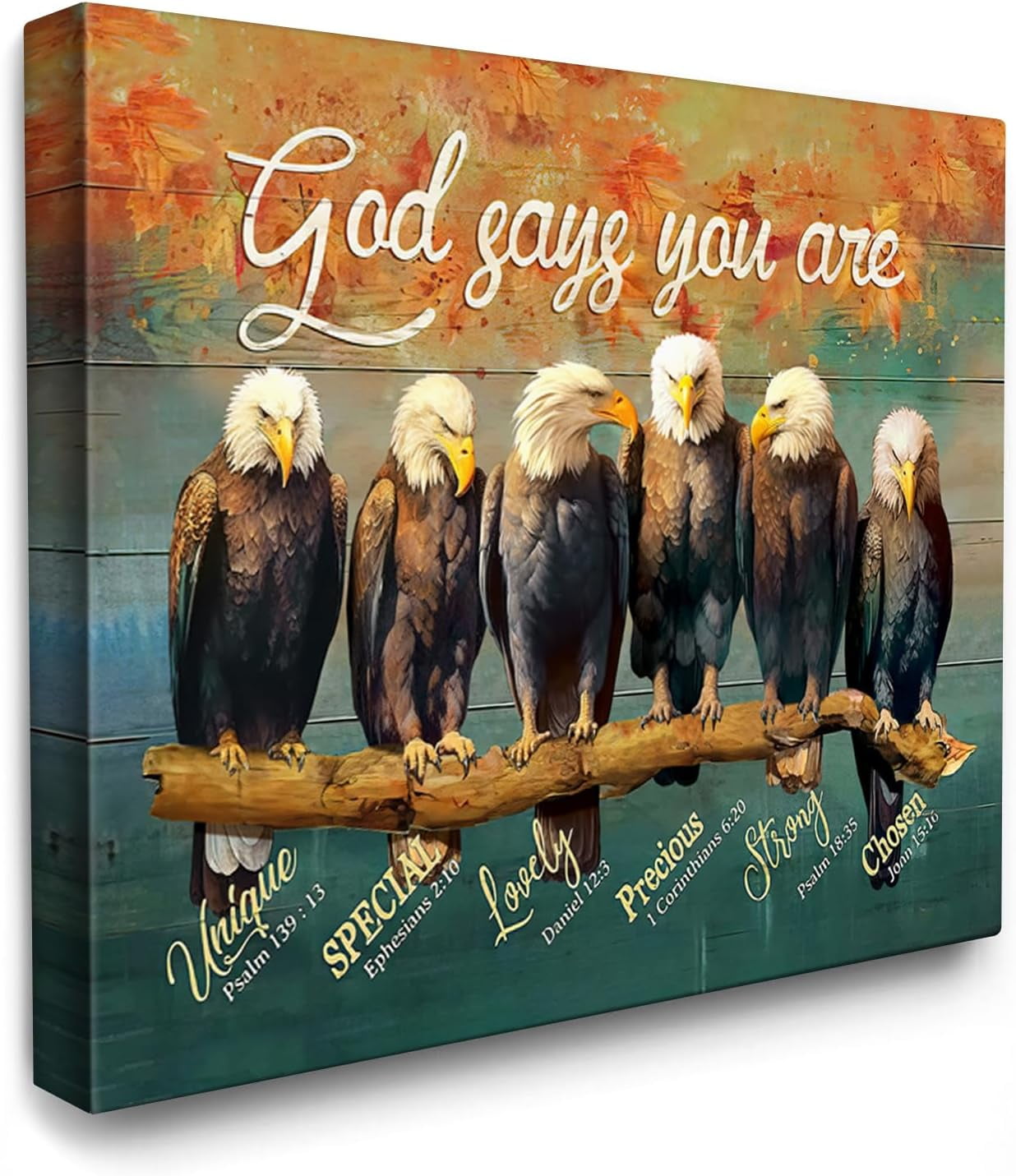 KSIW-Christian Bald Eagle Wall Art God Says Religious Painting Wall ...