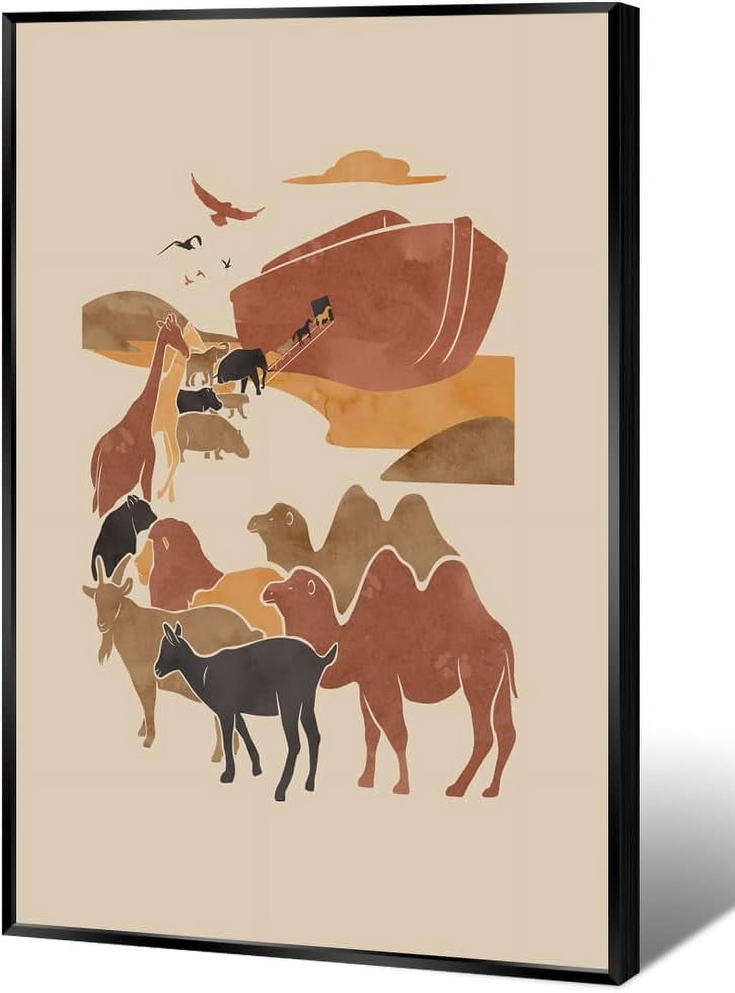 KSIW- Christian Bible Story Canvas Wall Art,Christ Bible Verses Noahs Ark Boarding Poster ...