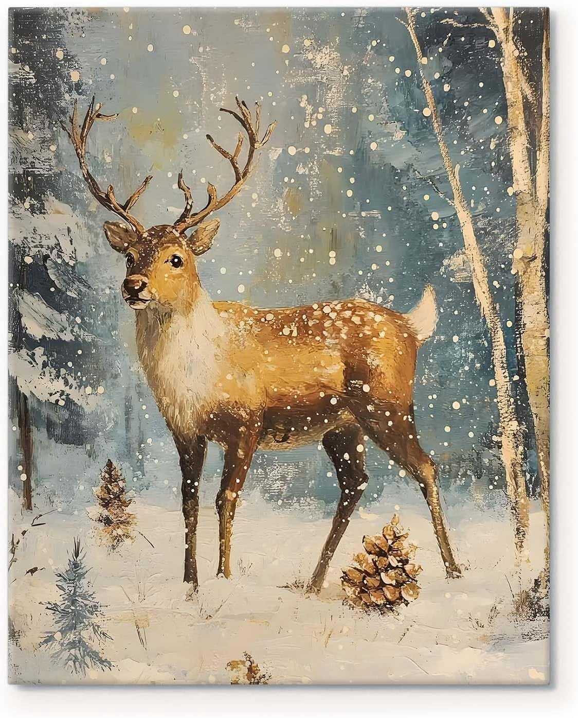 KSIW-Christmas Wall Art Majestic Winter Snowy Elk Christmas Snowy ...