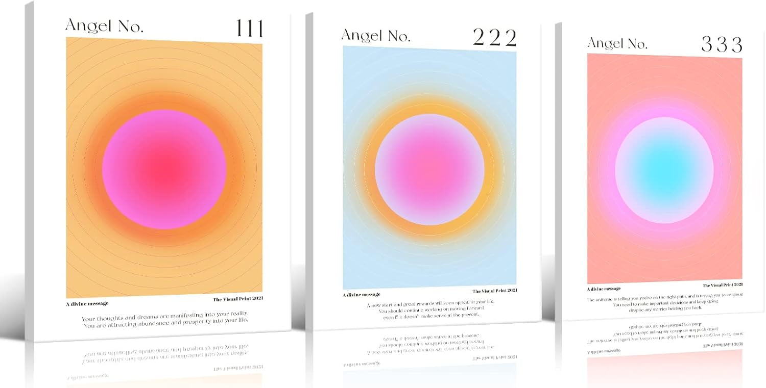 KSIW-Colorful Gradient Aura Angel Numbers Poster Sets for Room ...