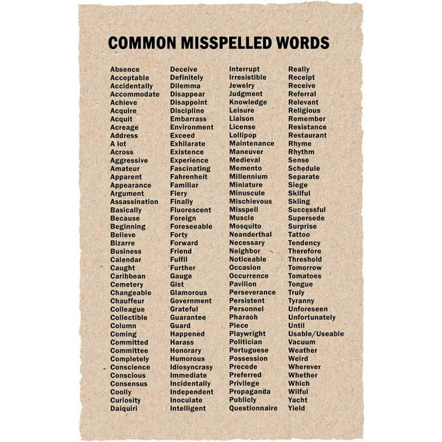 KSIW-Common Misspelled Words Classroom Spelling Chart Poster Writing ...