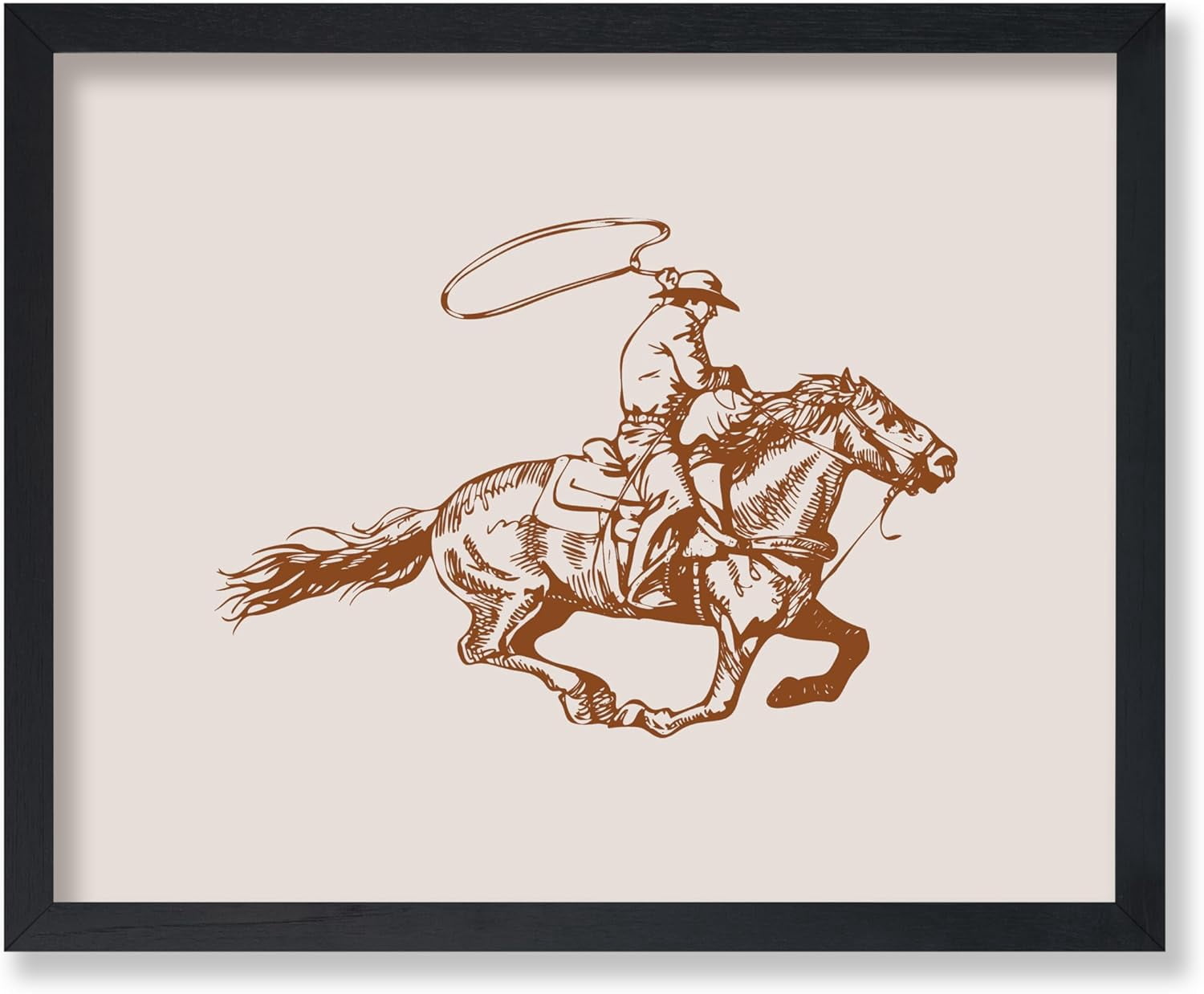KSIW- Cowboy With Lasso Poster - Retro Brown Cowboy Print - Western Art ...