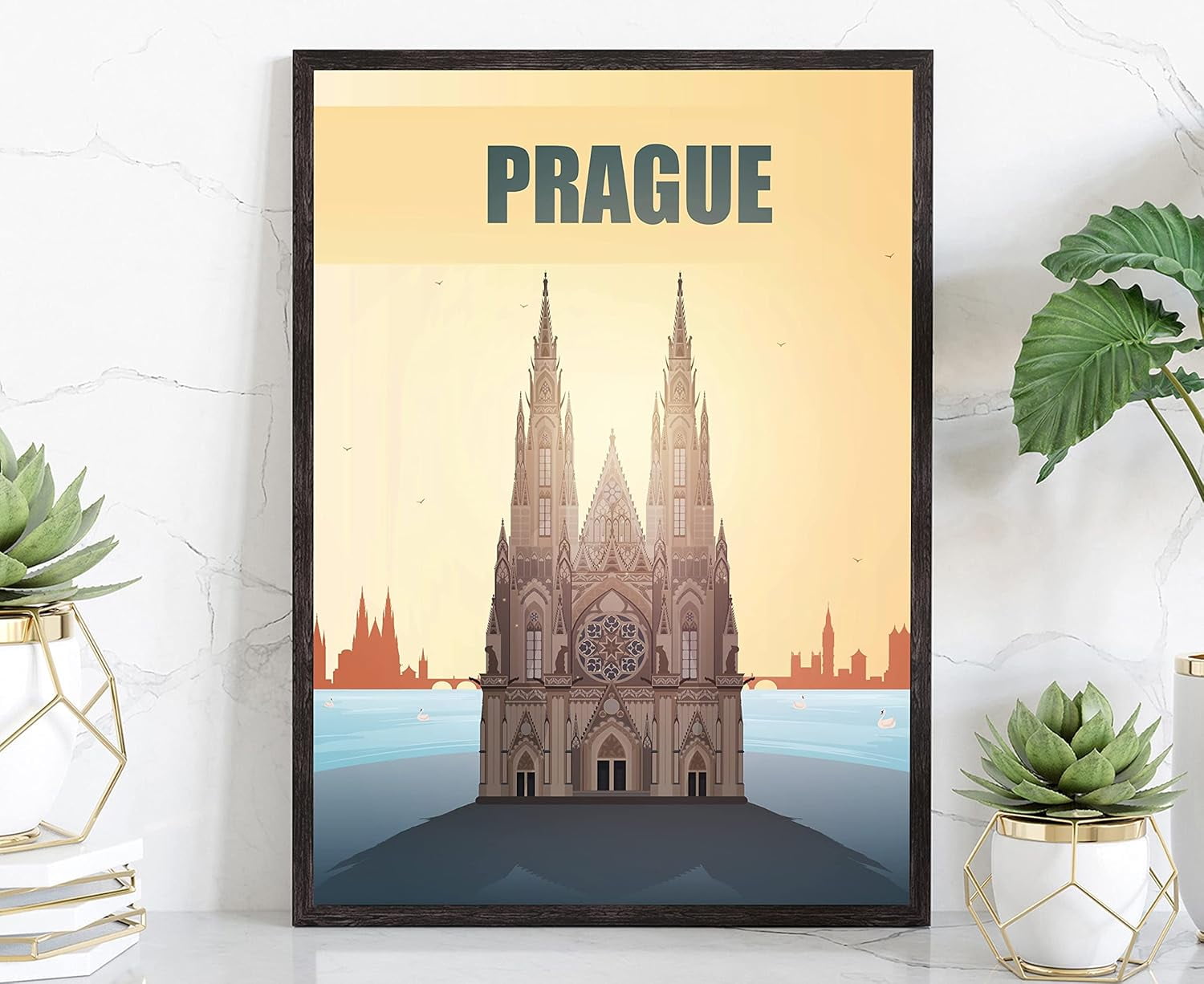 KSIW-Czechsia Prague Travel Poster, Czechsia Prague Cityscape and ...