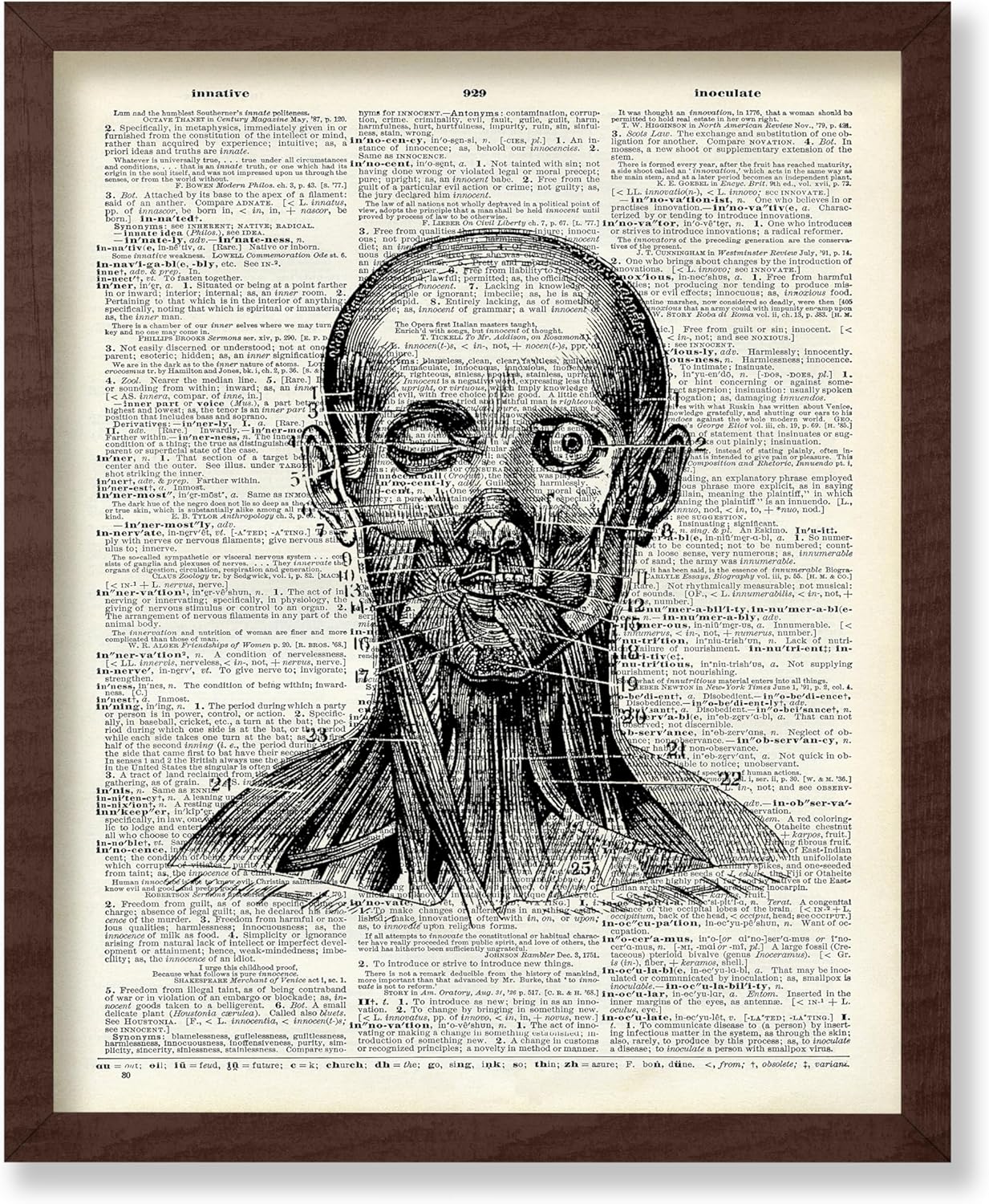 KSIW- Dictionary Art Poster - Anatomical Head Print - Anatomy Art ...