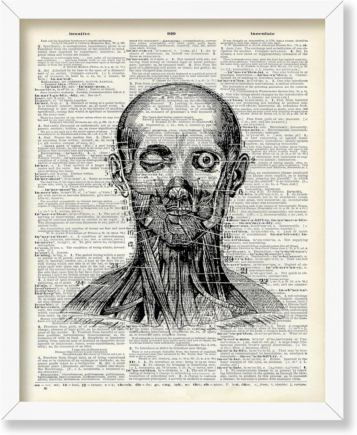 KSIW- Dictionary Art Poster - Anatomical Head Print - Anatomy Art ...