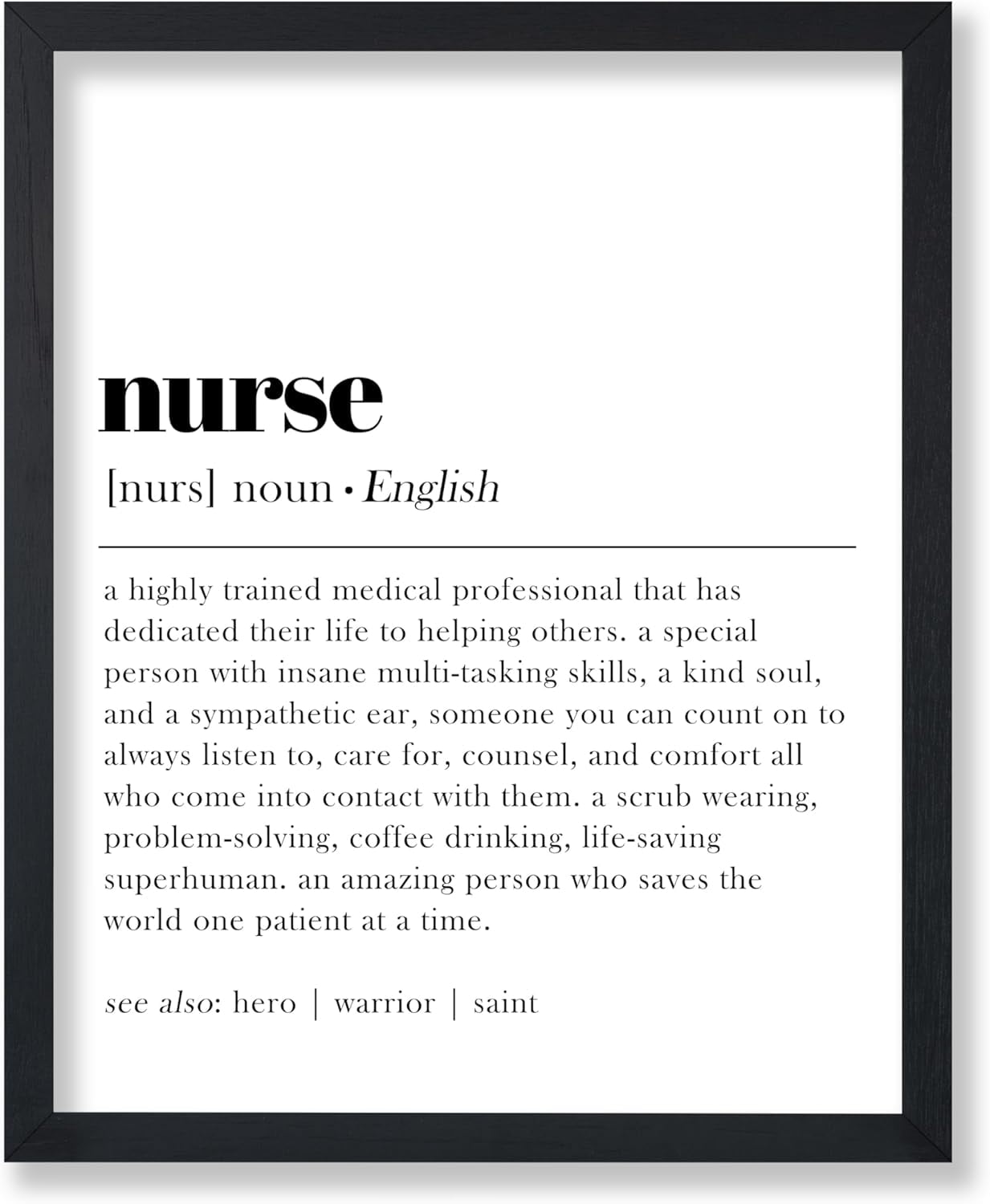 KSIW- Dictionary Art Poster - Definition of Nurse Print - Typography ...