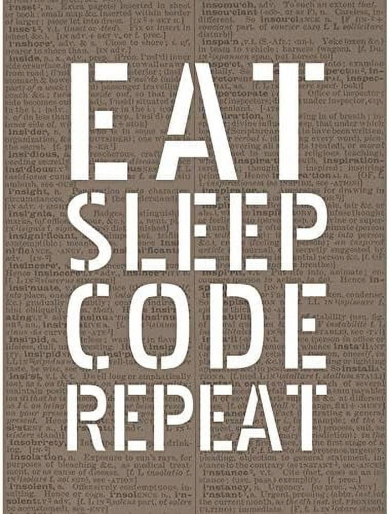 KSIW- Dictionary Page Quote Eat Sleep Code Repeat Art Print Canvas Premium Wall Decor Poster ...