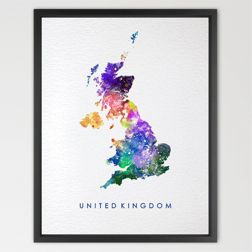 KSIW-Dignovel Studios 8X10 Unframed United Kingdom Map UK Map Watercolor Art Print Poster N220 ...