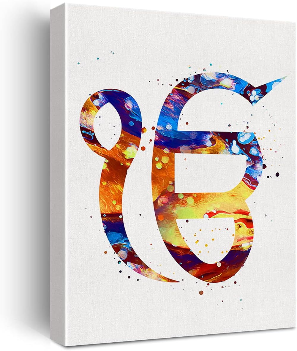 KSIW-Ek Onkar Watercolor Wall Art Khanda Symbol Canvas Painting Prints ...