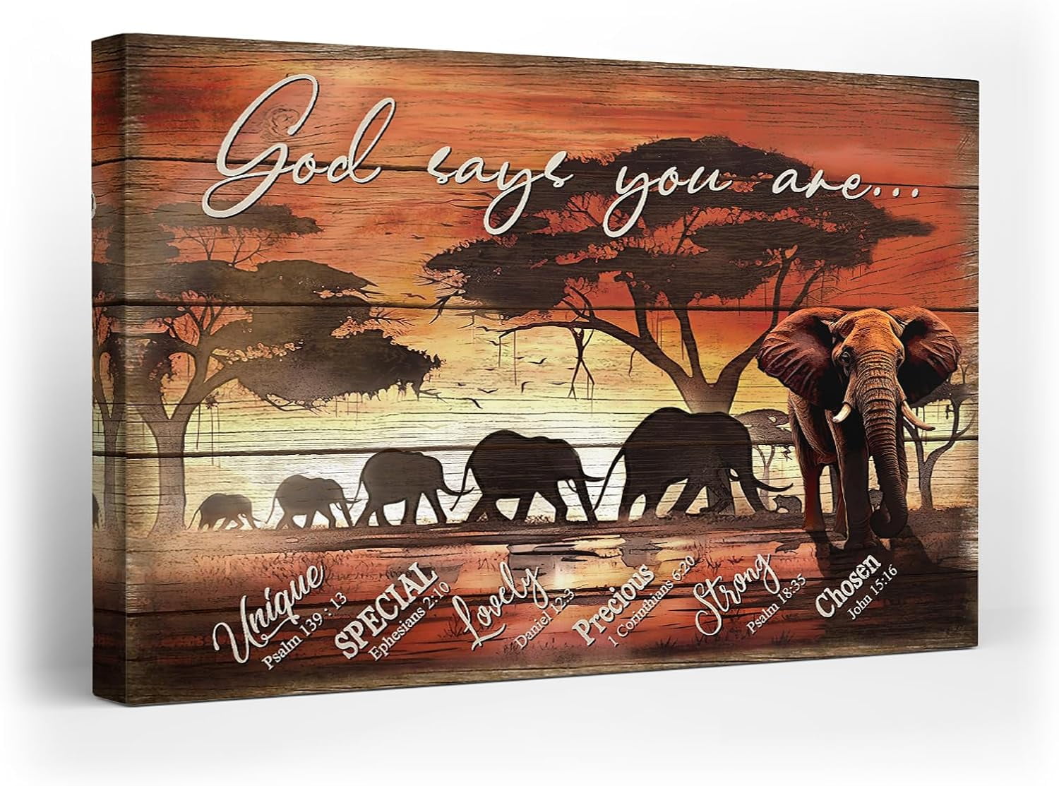 KSIW- Elephant Decor Canvas Wall Art Christian Elephant Print Painting ...