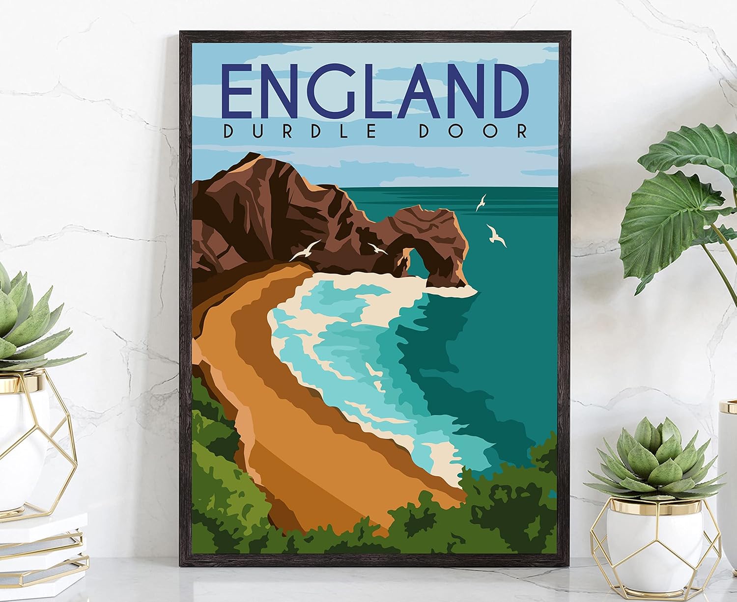 KSIW-England Durdle Door Travel Poster, Durdle Door England Cityscape ...
