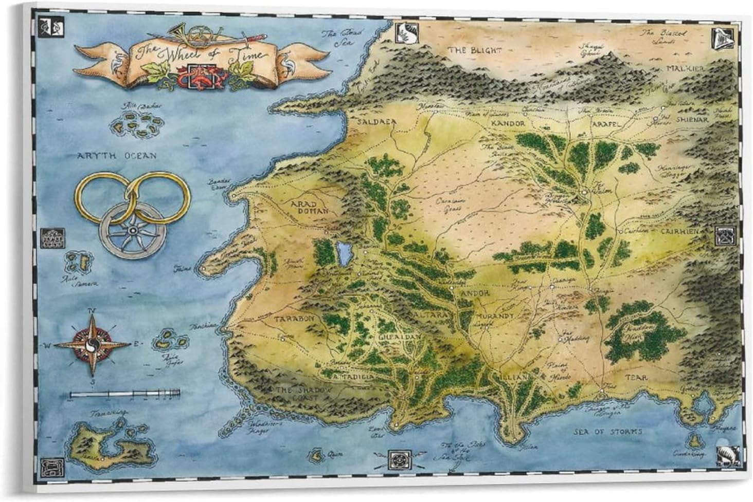 KSIW-Fantasy Wheel of Time Map Vintage World Poster Print Canvas ...