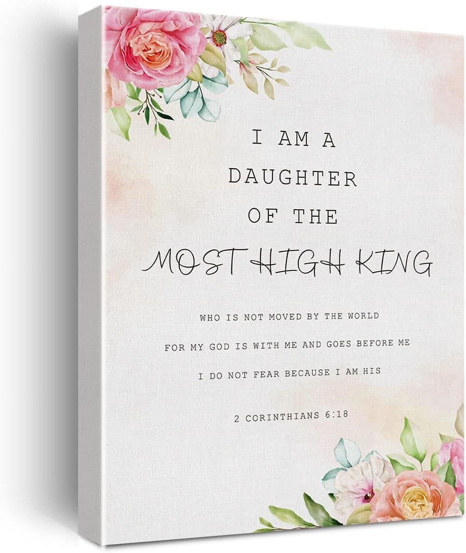 KSIW-Floral Bible Verse Canvas Print Decor Watercolor I am a Daughter 2 ...