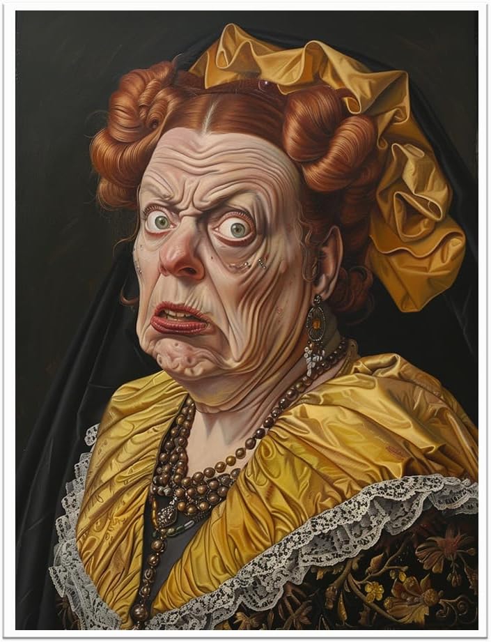 KSIW- Funny Bathroom Canvas Poster Medieval Oil Painting Poster Canvas ...