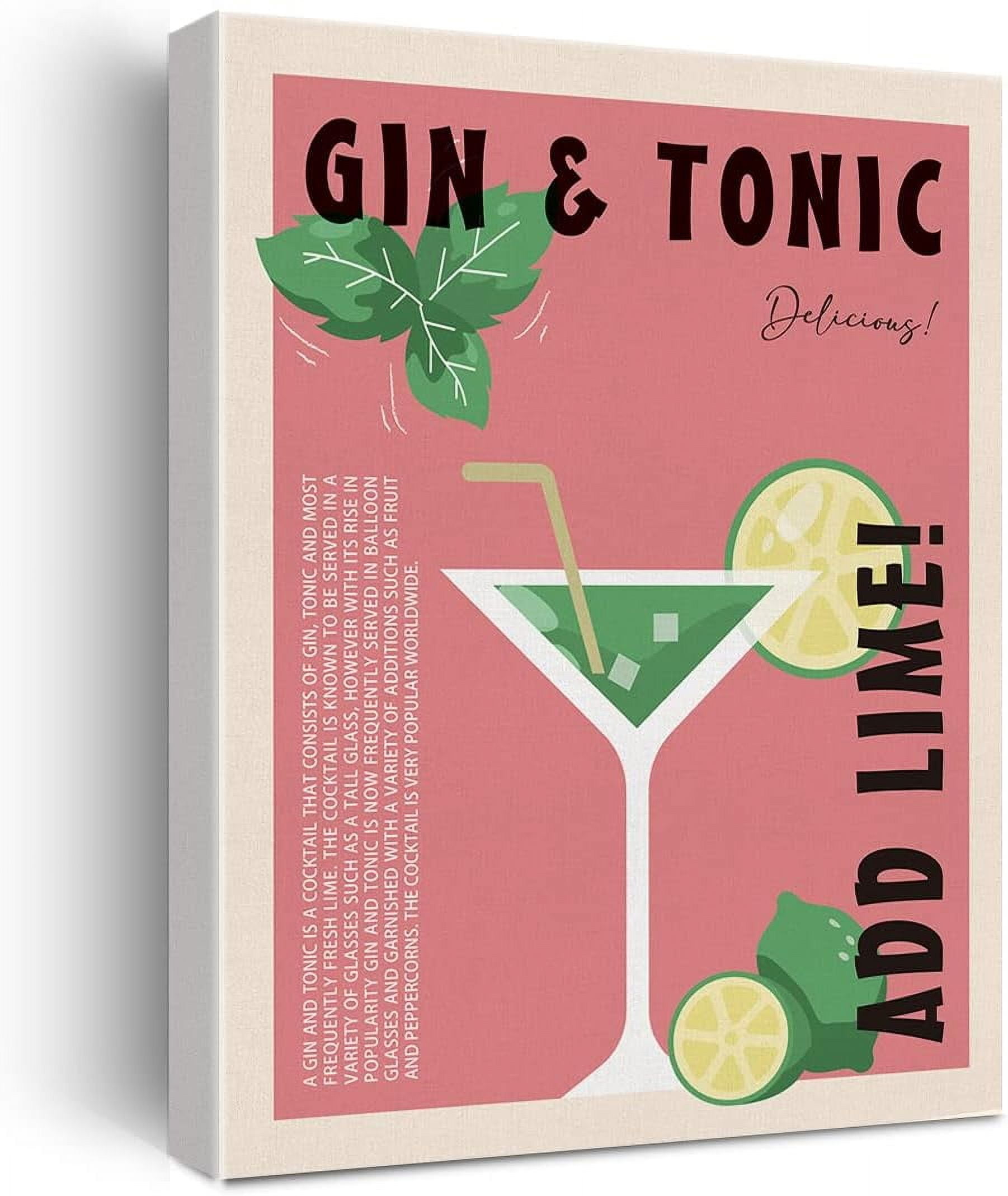 KSIW-Funny Cocktail Canvas Print Decor Gin & Tonic Art Wall Painting ...