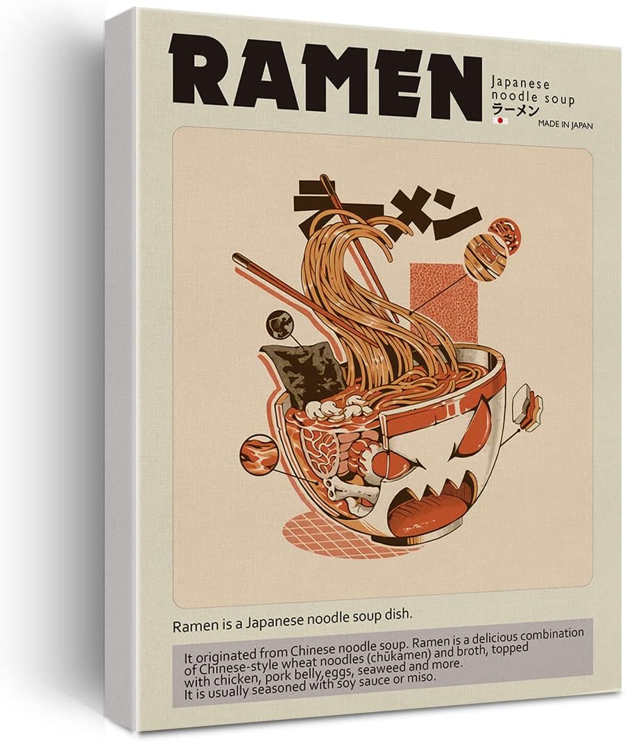 KSIW-Funny Kitchen Canvas Print Decor Ramen Art Wall Painting Posters ...