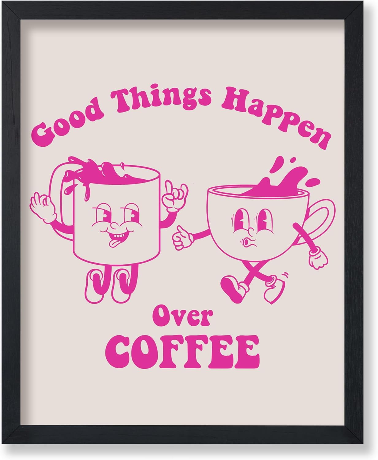 KSIW- Good Things Happen Over Coffee Poster - Retro Coffee Print - Cafe ...