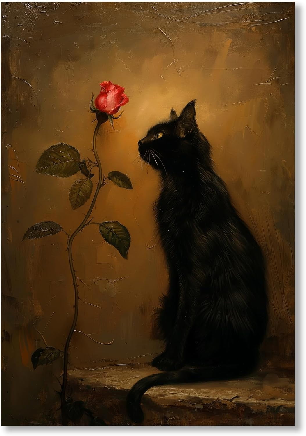 KSIW-Gothic Cat Canvas Wall Art Moody Animal Print Cat Artwork Black ...