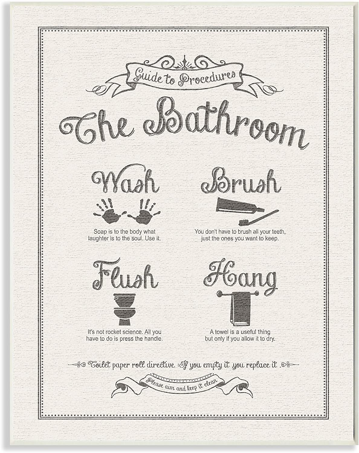 KSIW-Guide To Bathroom Procedures Linen Look Wall Plaque Art, Proudly ...