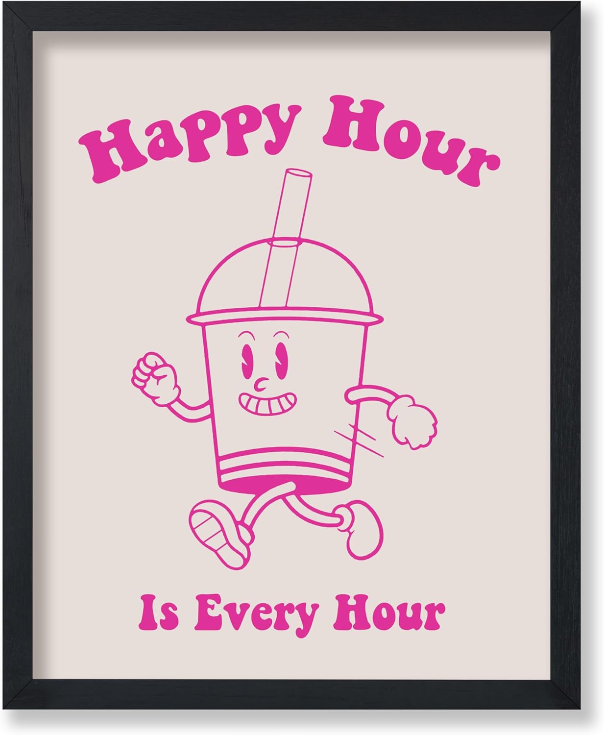 KSIW- Happy Hour Is Every Hour Poster - Retro Cocktail Print - Alcohol ...