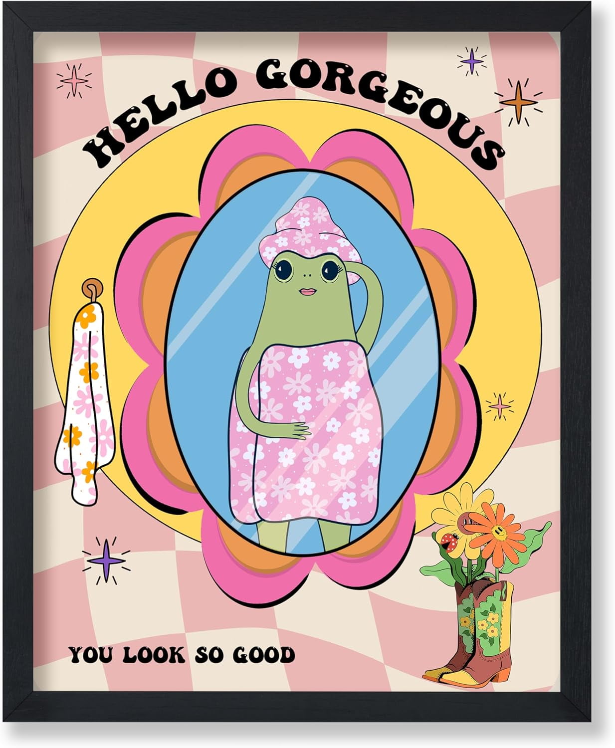 KSIW- Hello Gorgeous Poster - Retro Girly Frog Print - Positive ...