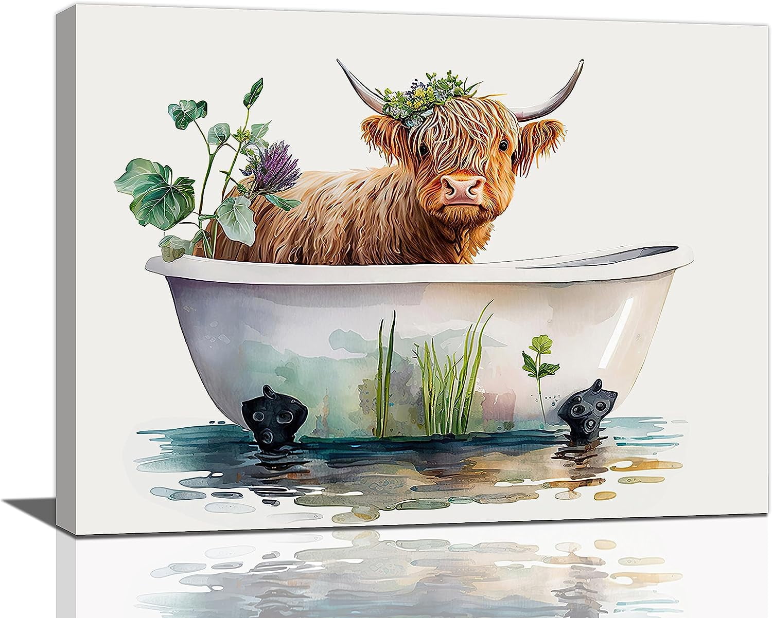 KSIW-Highland Cow Bathroom Wall Art Longhorn Cow Bathtub Wall Decor ...