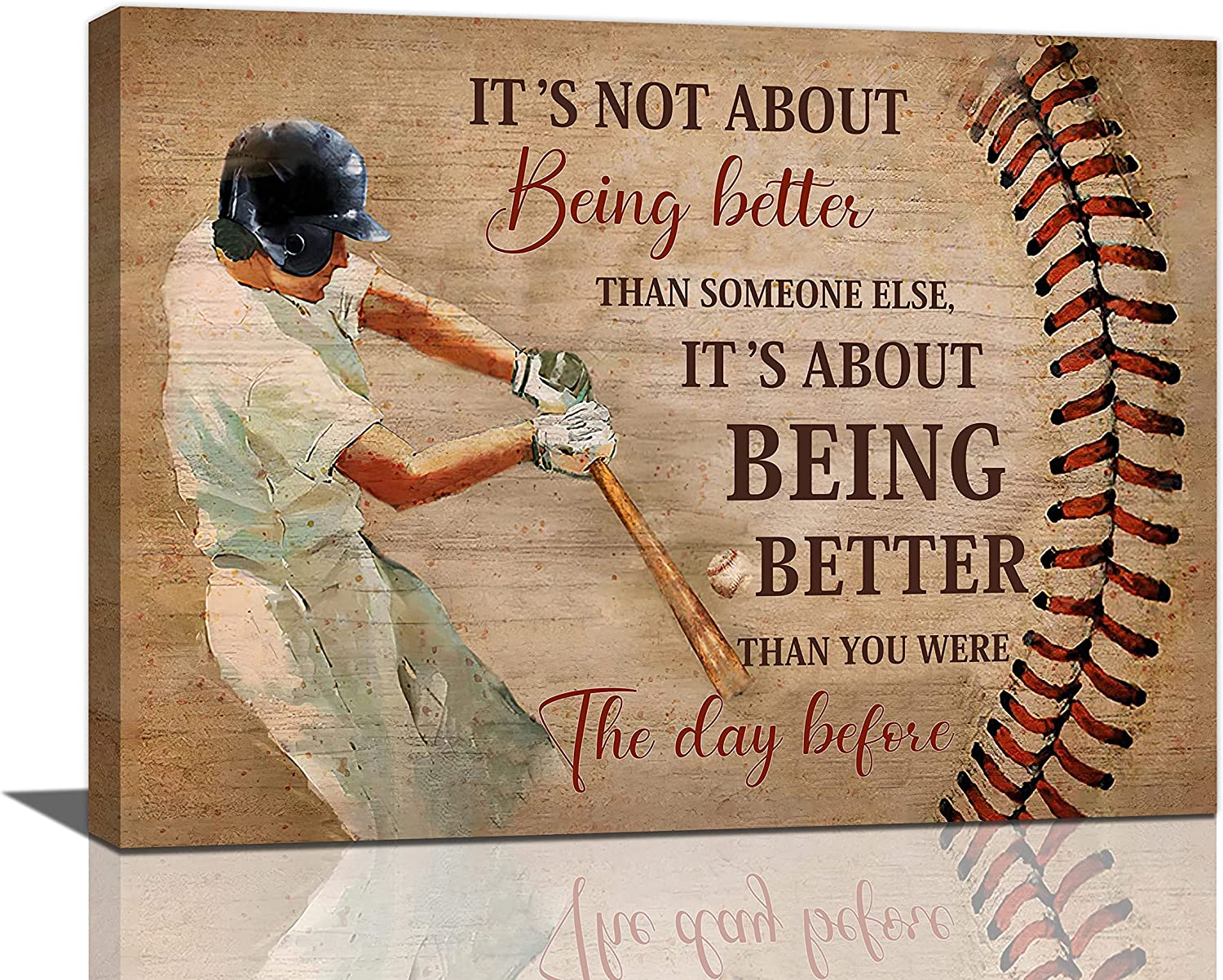 KSIW-Inspirational Baseball Canvas Wall Art Sport Theme Wall Decor ...