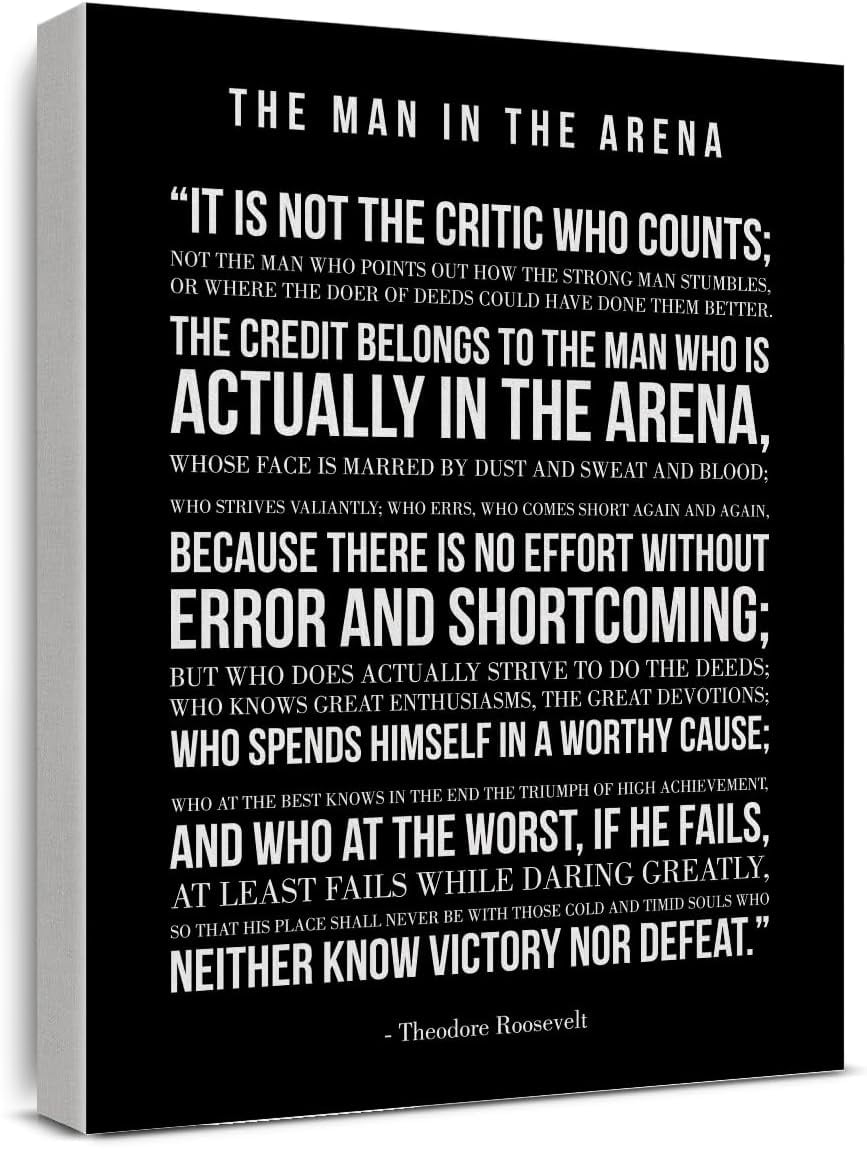 KSIW-Inspirational Canvas Wall Art the Man in the Arena Quote Canvas ...