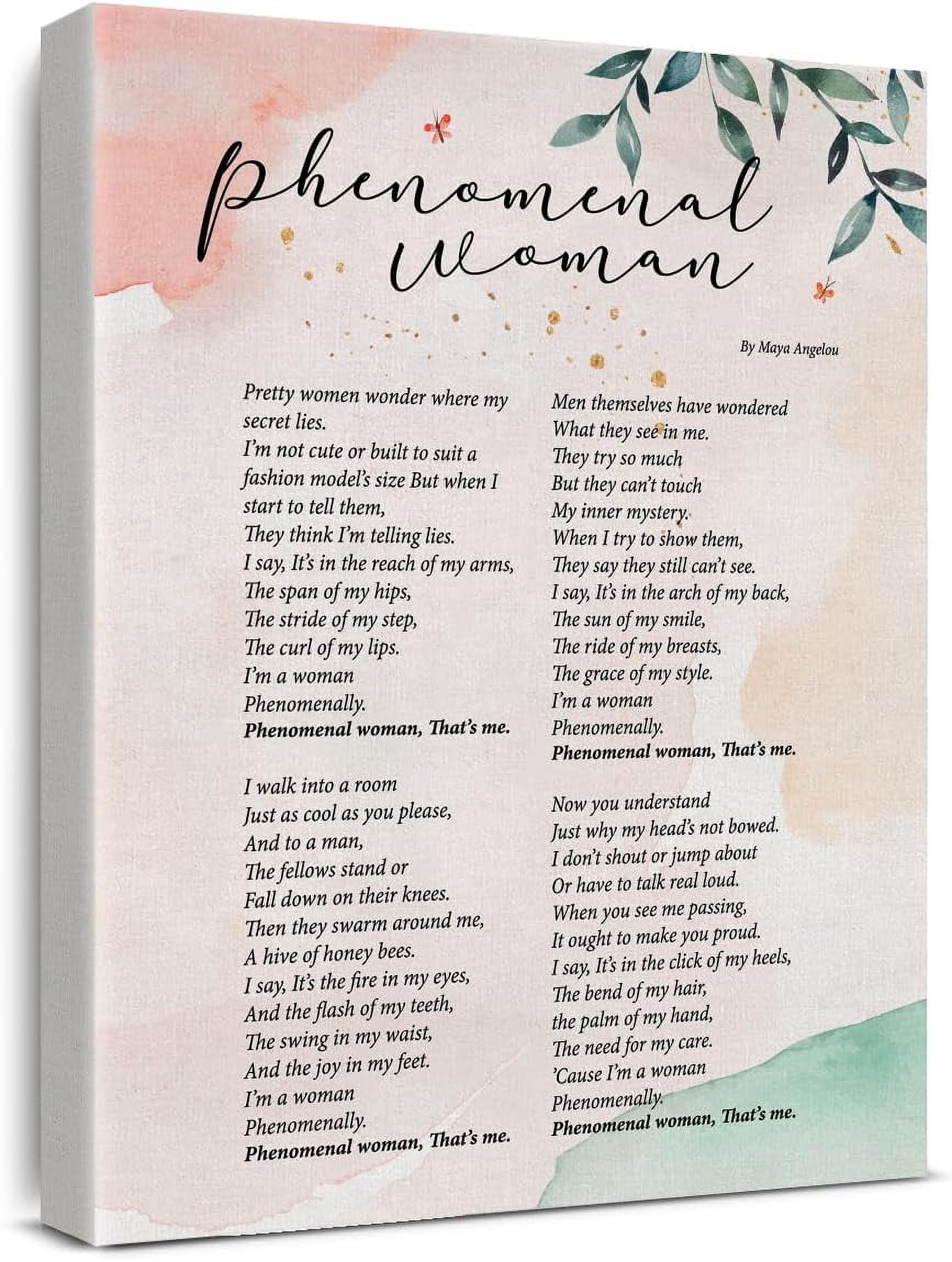 KSIW-Inspirational Canvas Wall Art Phenomenal Woman Poem Motivational ...