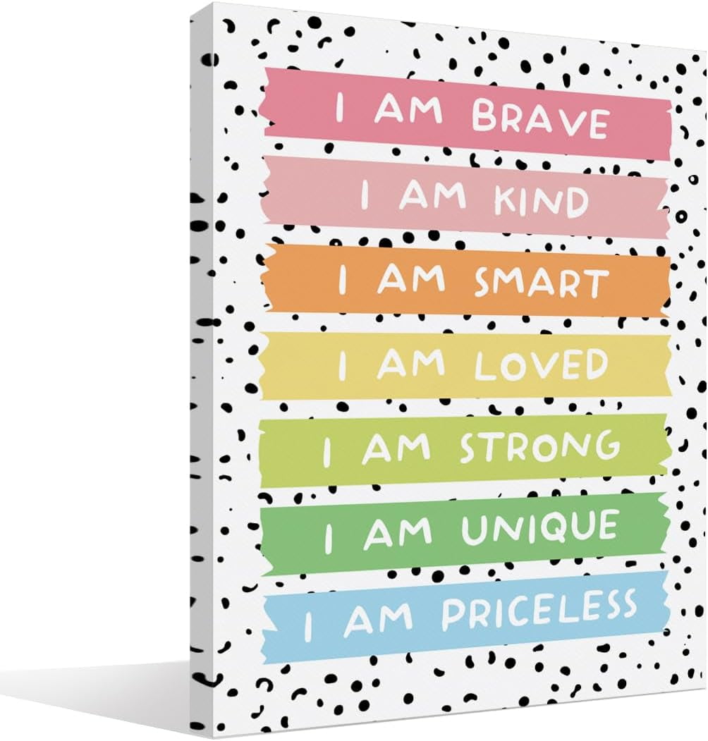 KSIW-Inspirational Quotes I Am Brave I Am Kind Wall Art,Mental Health ...