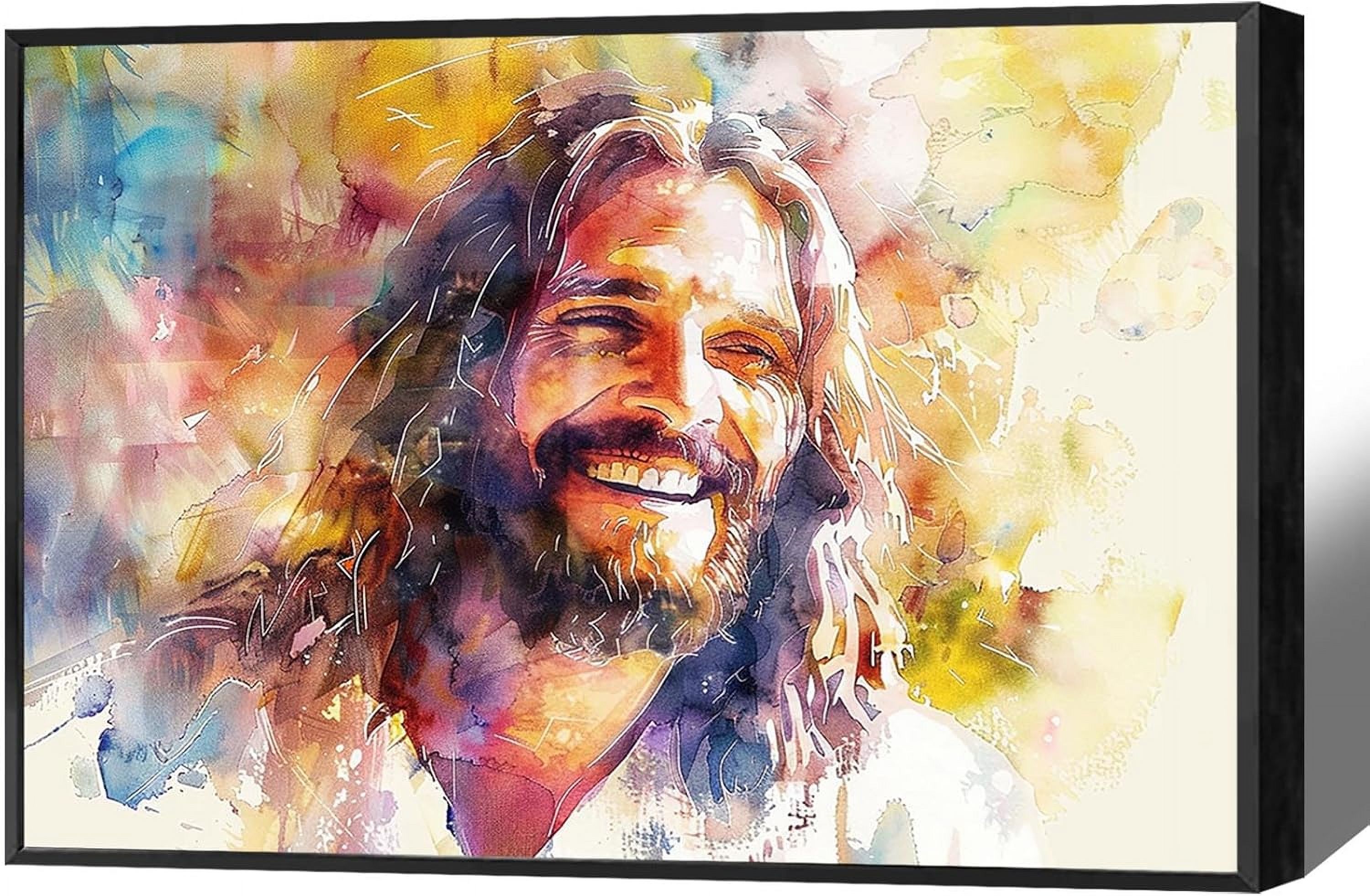 KSIW- Jesus Canvas Wall Art | Smiling Christ Poster Christ Print ...